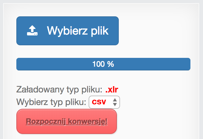 Konwertuj XLR na CSV online bez instalacji - konwerter-online.pl